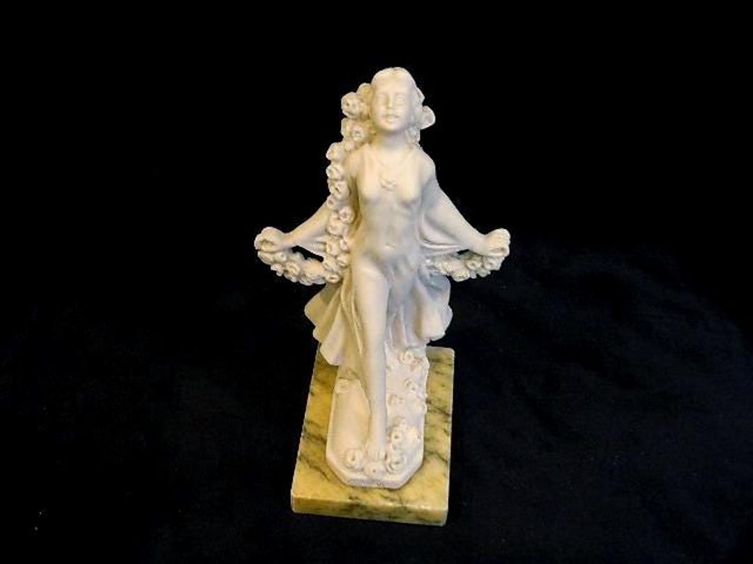Vintage San Remo La Primavera Lady Carved Alabaster Statue Flower Girl ...