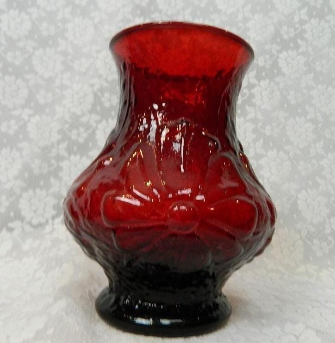 Vintage Anchor Hocking Royal Ruby Red Daisy Rain Flower Glass Vase - Etsy
