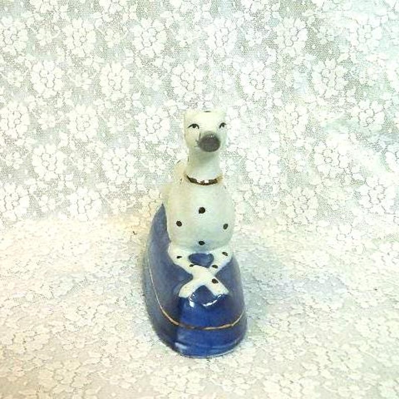 Mid‑century Delft Revival Ceramic Dog Figurine • Blue & White ...