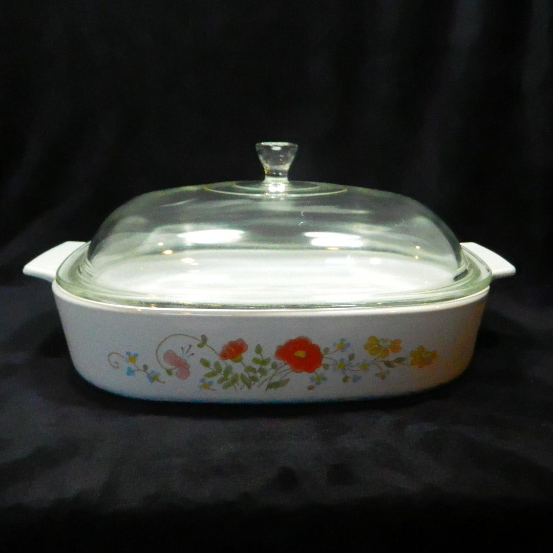 Vintage Corning Ware Wildflower 1 Liter Square Casserole Baking Dish A ...
