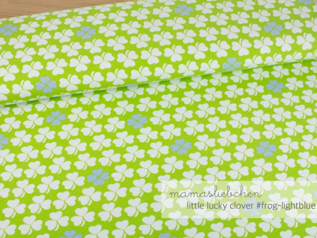 Sommer-Sweat-Stoff French Terry Klee clover frog-lightblue - Etsy.de