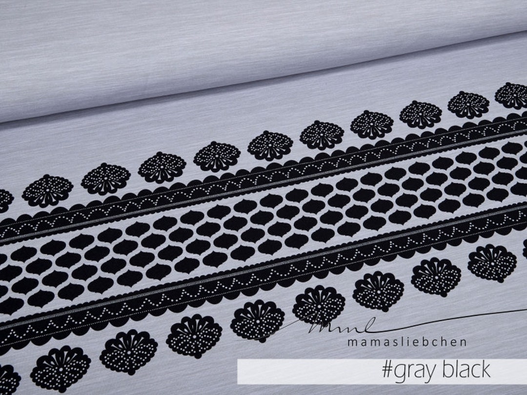 Jersey Fabric Lace Lace Pattern lacing gray-black - Etsy