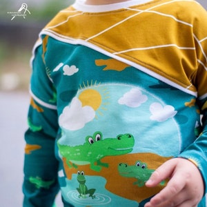 Jersey Fabric Crocodile Frog Frogs croco teal 1 - Etsy