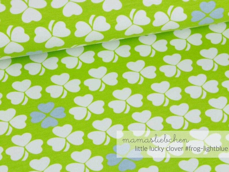 Sommer-Sweat-Stoff French Terry Klee clover frog-lightblue - Etsy.de