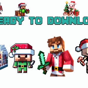 Minecraft Christmas Png Bundle, Minecraft Icons, Video Game Png, 100 ...