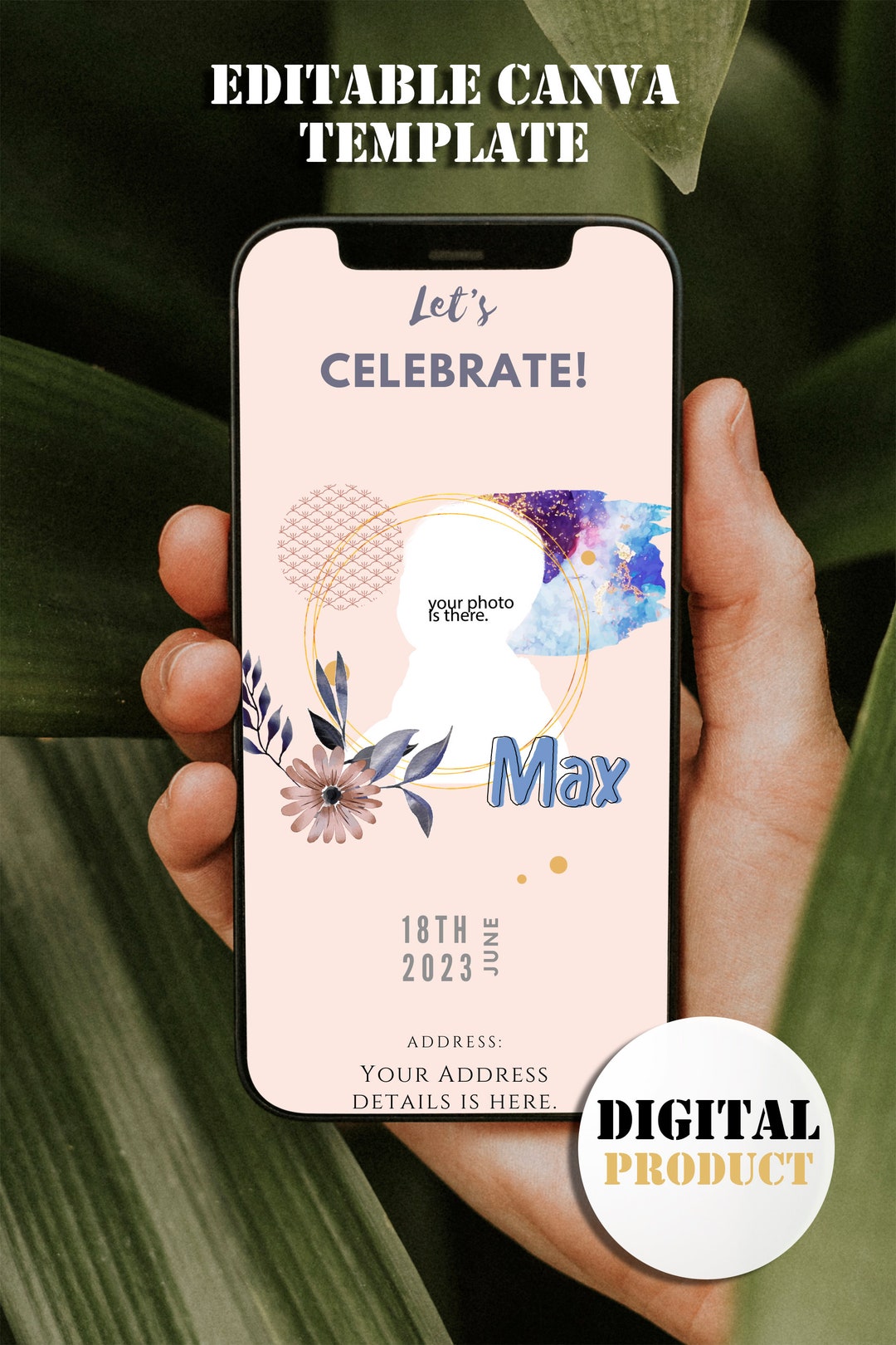 Customizable Digital Invitation Canva Template With - Etsy