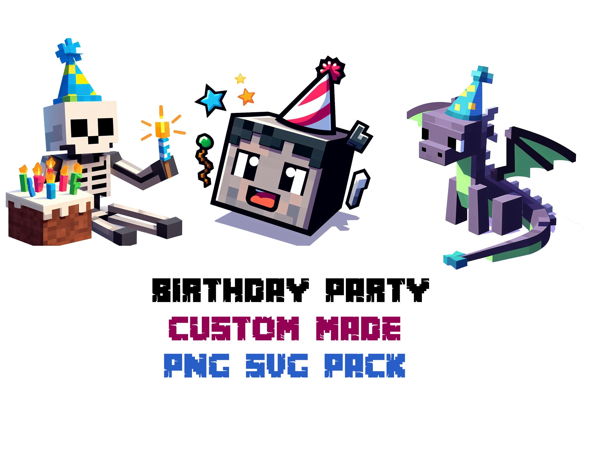 Minecraft Birthday Svg Png Bundle, Minecraft Icons, Video Game Svg, 117 ...