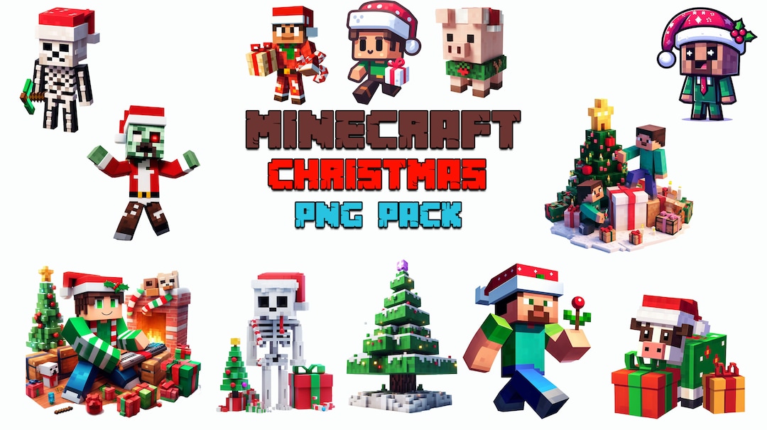 Minecraft Christmas Png Bundle, Minecraft Icons, Video Game Png, 100 ...