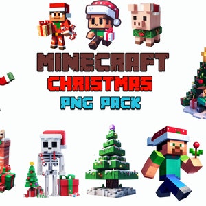 Minecraft Christmas Png Bundle, Minecraft Icons, Video Game Png, 100 ...