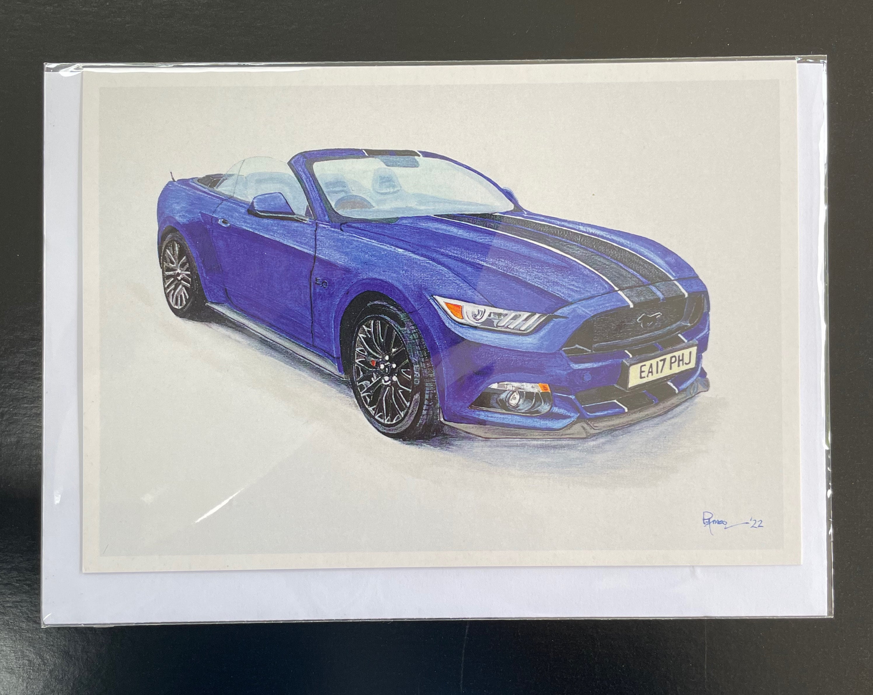 FORD MUSTANG 5.0. Blue Mustang. Ford Card - Etsy