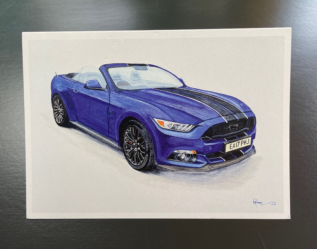 FORD MUSTANG 5.0. Blue Mustang. Ford Card - Etsy