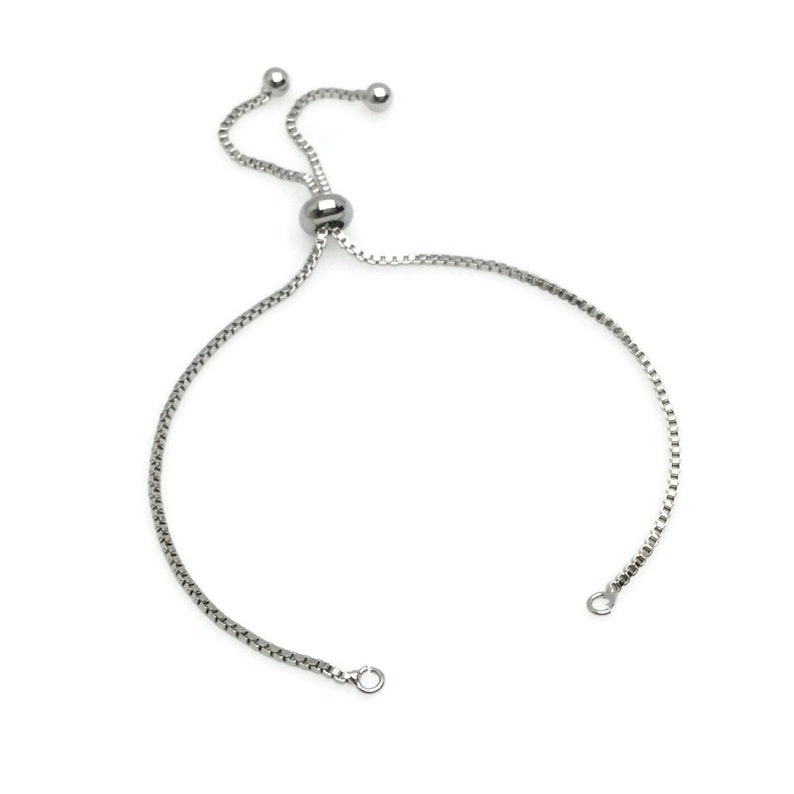 Brass Bolo Blank Bracelet Adjustable Plated Box Chain Slider Stopper ...