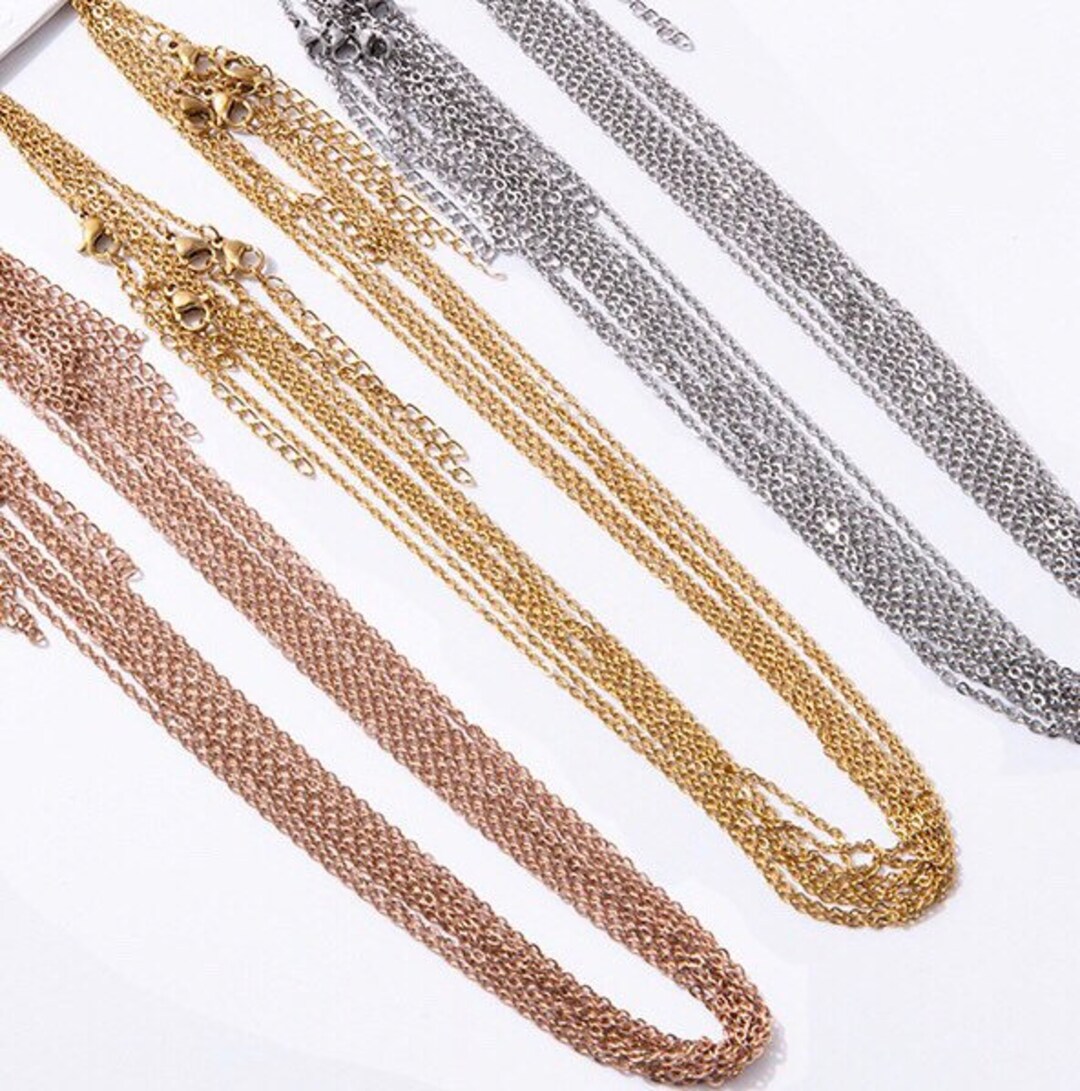 10 Pcs Stainless Steel Dainty Cable Link Chain Necklace Lobster Clasp ...