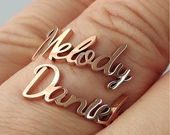Double Name Ring - Etsy