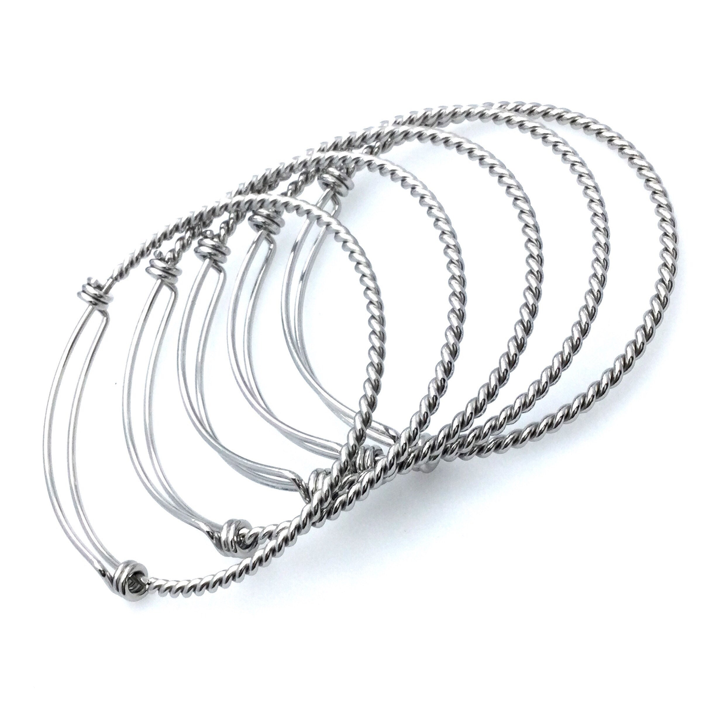 Bulk 50pcs Stainless Steel Adjustable Wire Cable Twist Bangle - Etsy