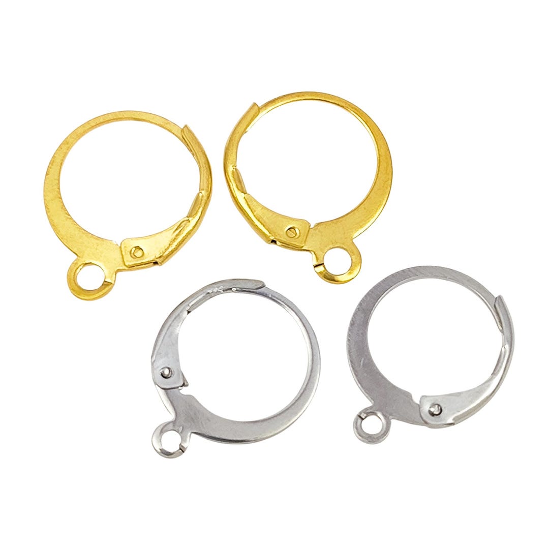 20/100pcs 18K Gold Plated Round Lever Back Ear Wire French Hinge ...