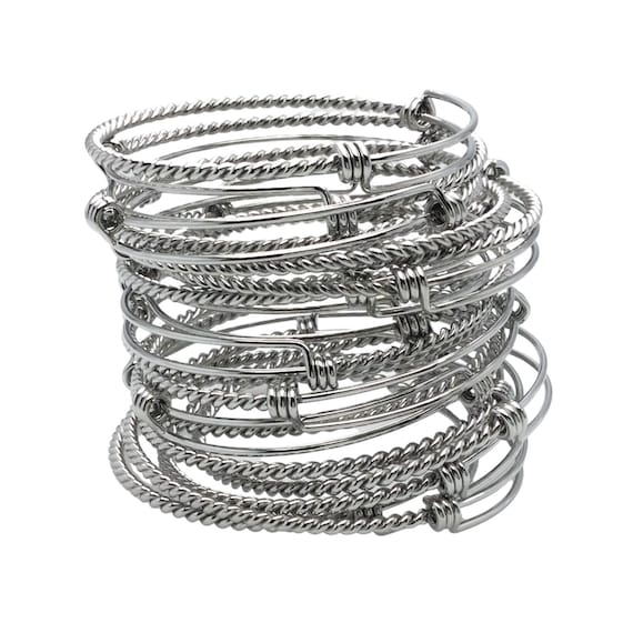 Bulk 50pcs Stainless Steel Adjustable Wire Cable Twist Bangle - Etsy