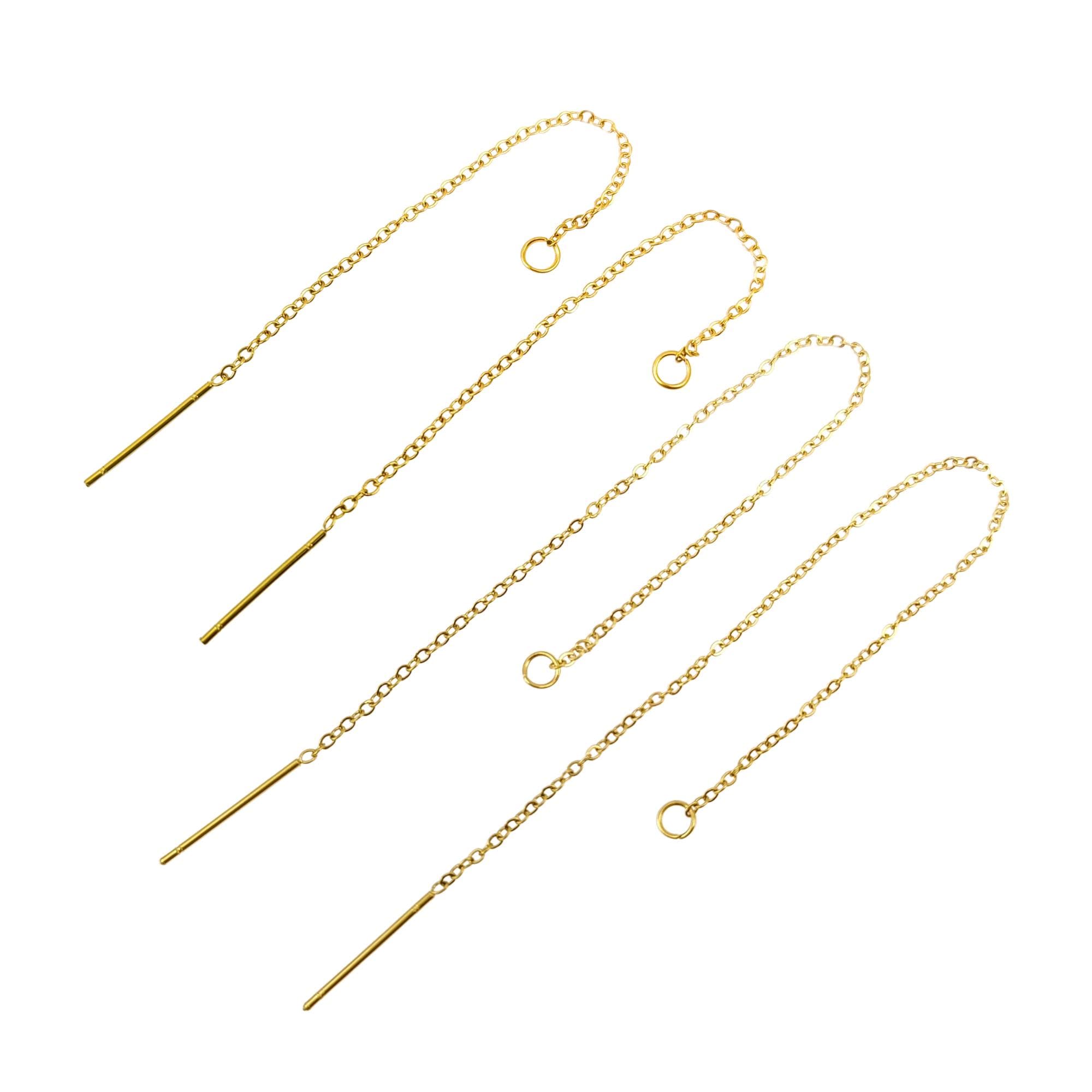 Stainless Steel Ear Thread O Link Dangle Chain Ear Threader Earrings ...