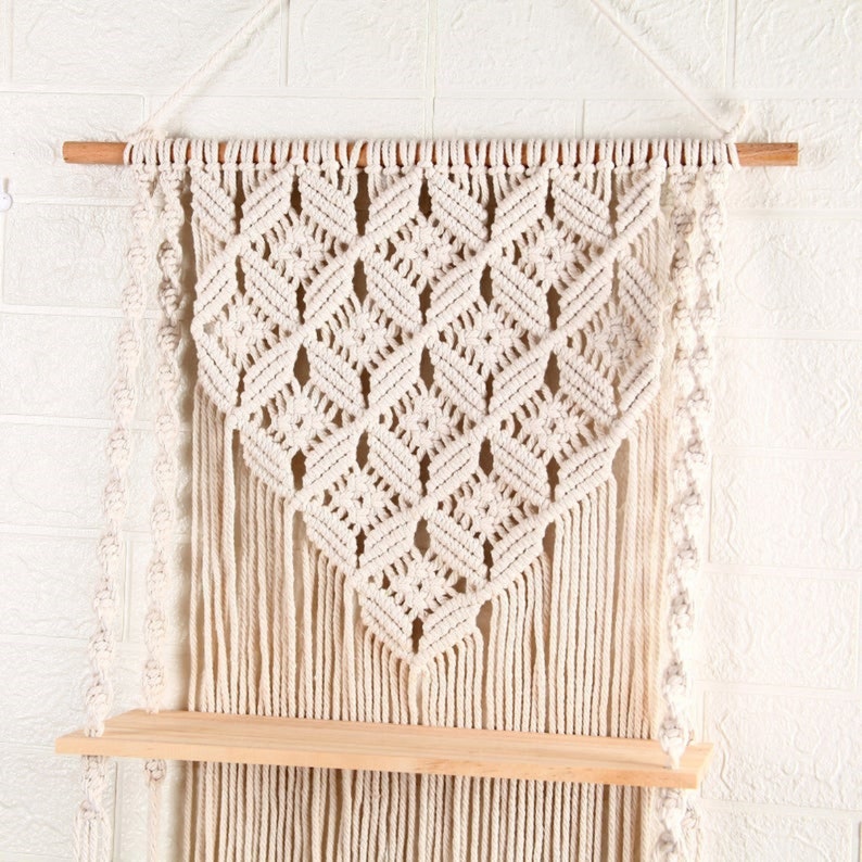 Macrame Hanging Shelf Macrame Kitchen Storage Shelf - Etsy