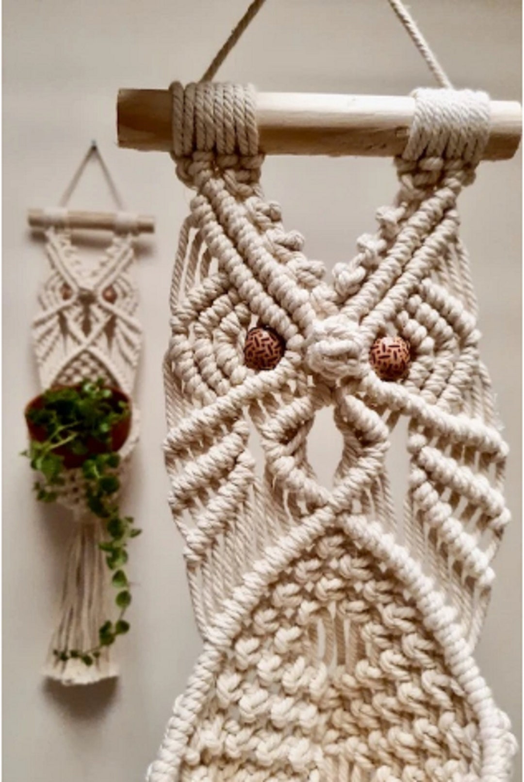 Set of 2 Macrame Owl Plant Hangers Floating Planter Hanger - Etsy