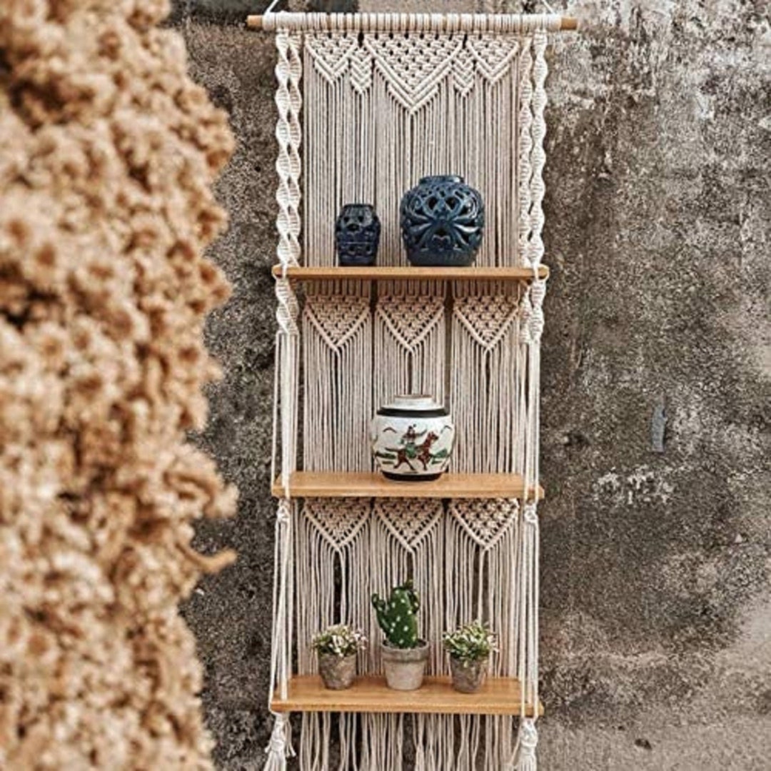 Macrame Hanging Shelf Macrame Kitchen Storage Shelf - Etsy