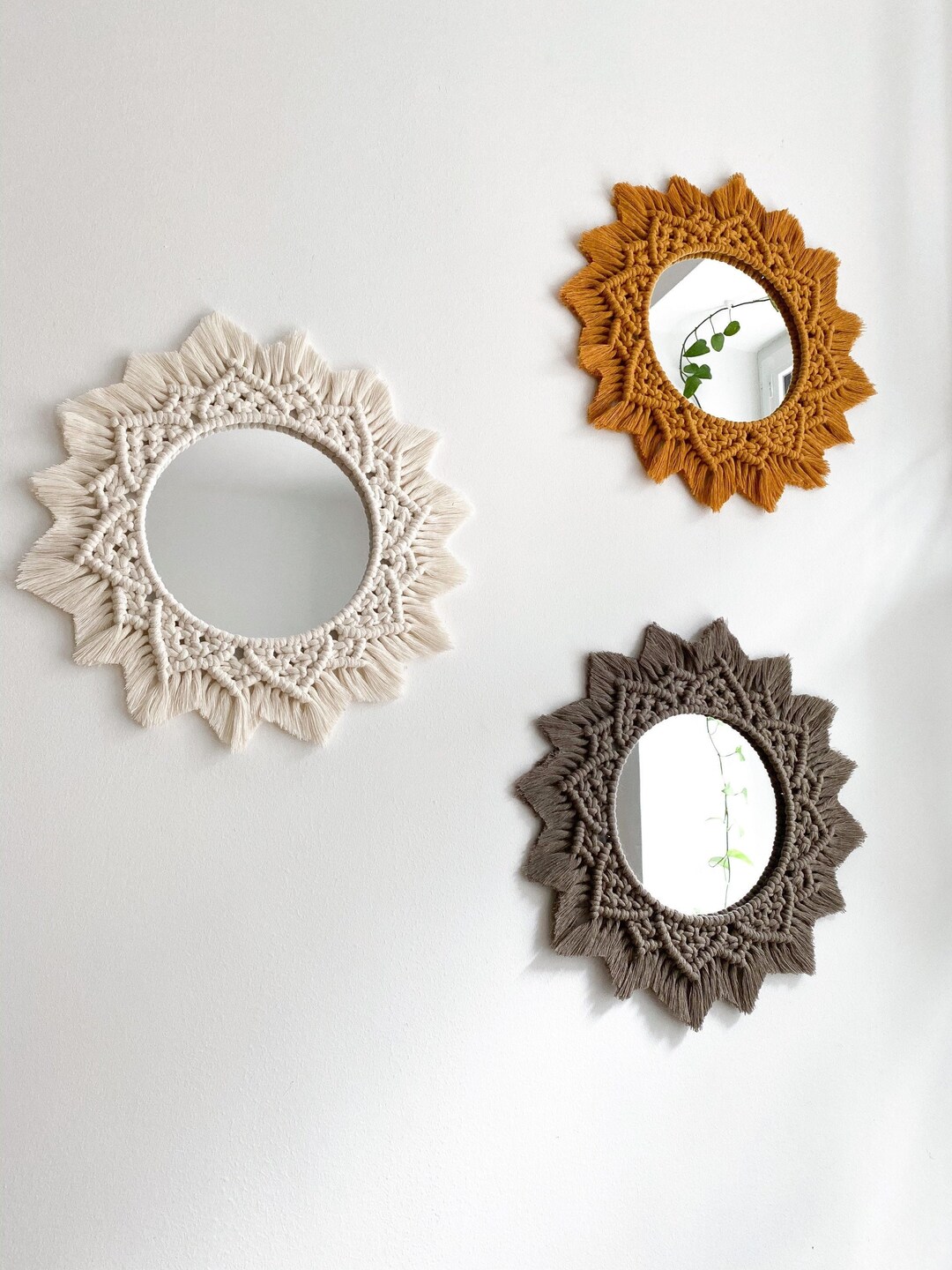 Macrame Mandala Mirror Boho Wall Decor Woven Round Hanging - Etsy