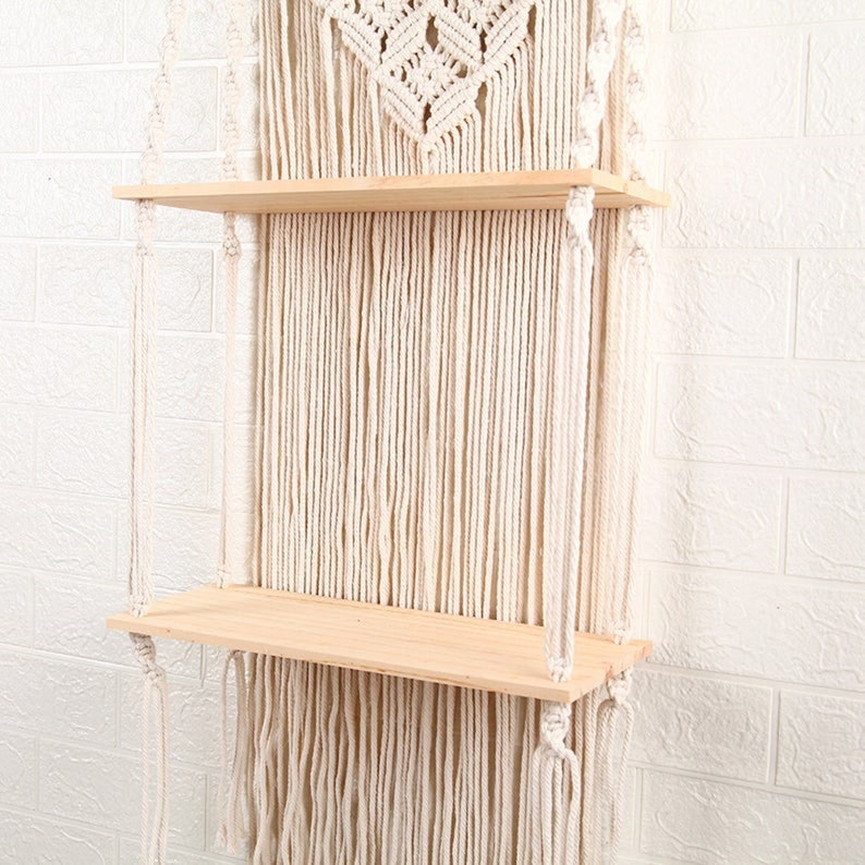 Macrame Hanging Shelf Macrame Kitchen Storage Shelf - Etsy