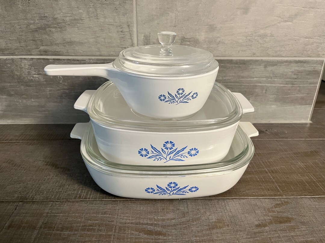 Vintage Corning Ware Blue Cornflower 3 Caseroles With Lid (6 Pcs ) 11 ...