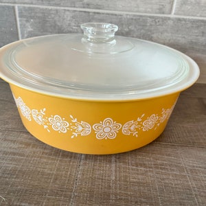 Vintage Pyrex 664 Big Bertha 4 Quart Butterfly Gold Casserole Dish and ...