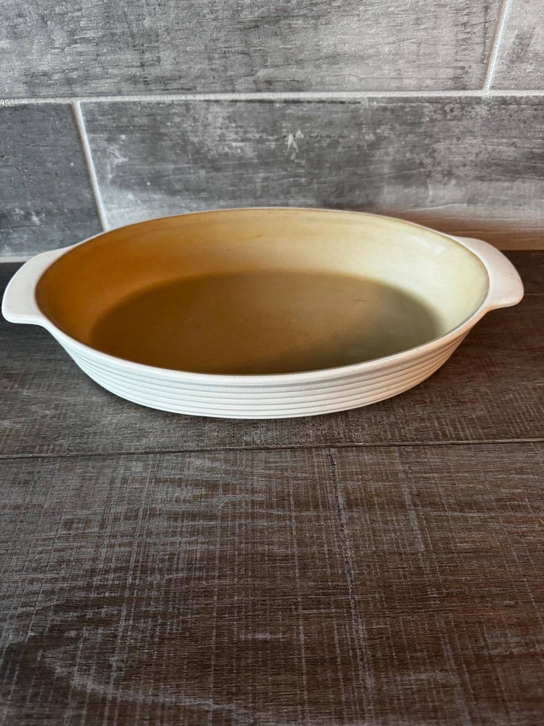 PAMPERED CHEF Family Traditions Large Oval Beige Baker Stoneware 14”X 8 ...