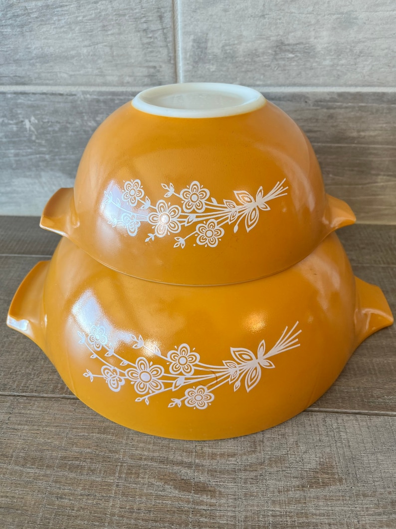 Vintage Pyrex Cinderella Bowl Butterfly Gold 444 & 442 (2) - Etsy