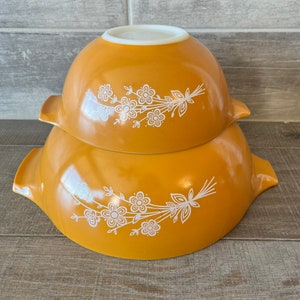 Vintage Pyrex Cinderella Bowl Butterfly Gold 444 & 442 (2) - Etsy