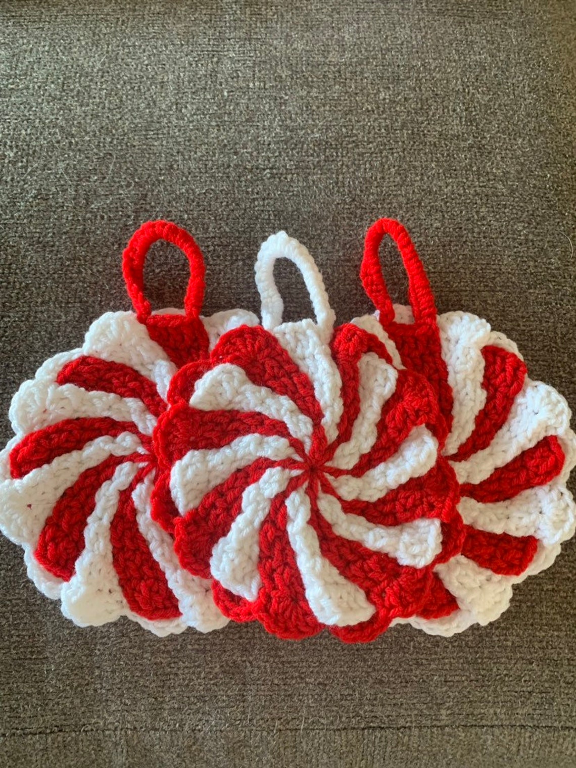 Crochet Peppermint Coasters Christmas Pattern Set of 3. - Etsy