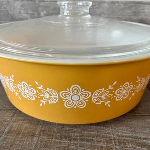 Vintage Pyrex 664 Big Bertha 4 Quart Butterfly Gold Casserole Dish and ...