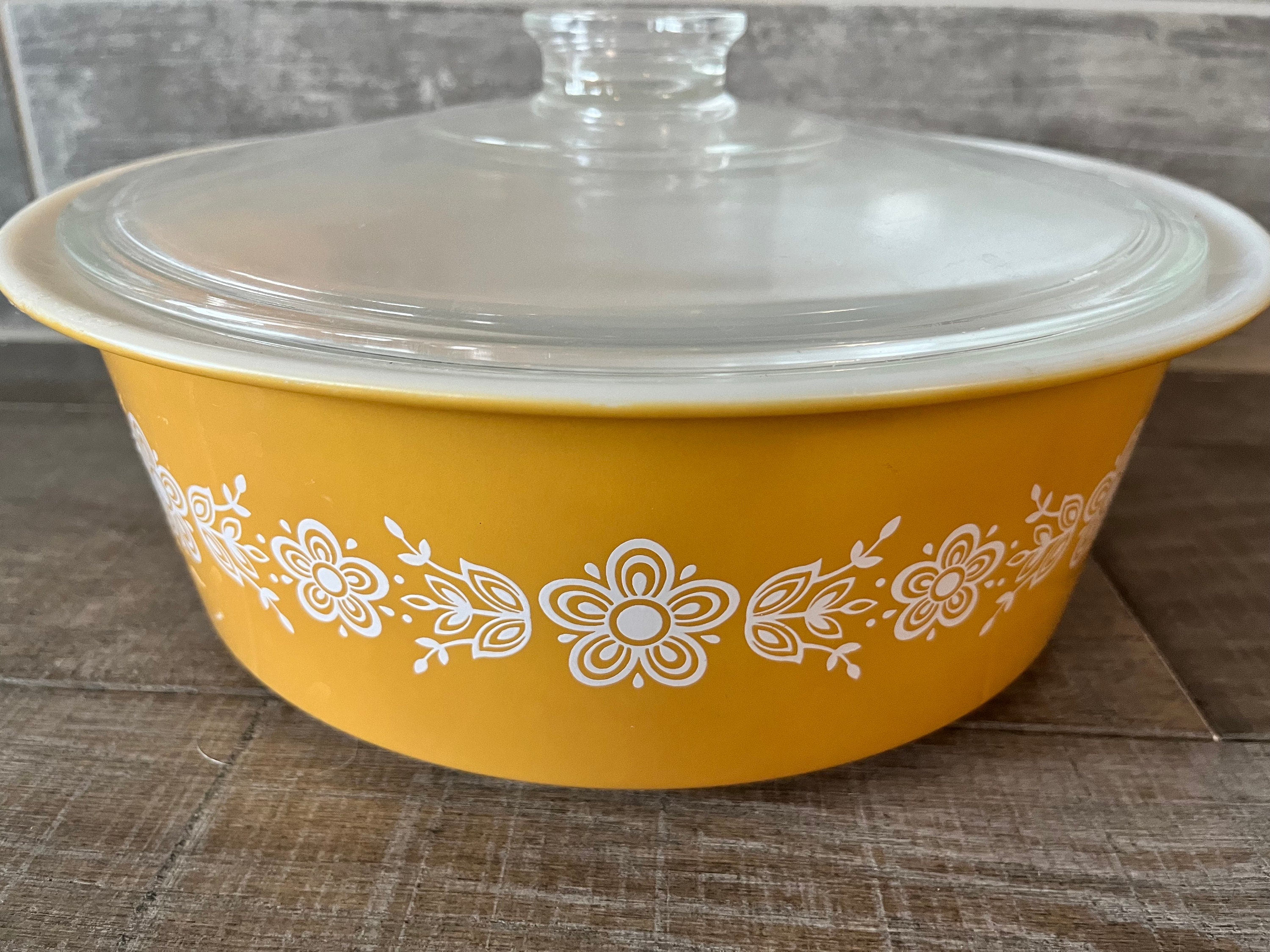 Vintage Pyrex 664 Big Bertha 4 Quart Butterfly Gold Casserole Dish and ...