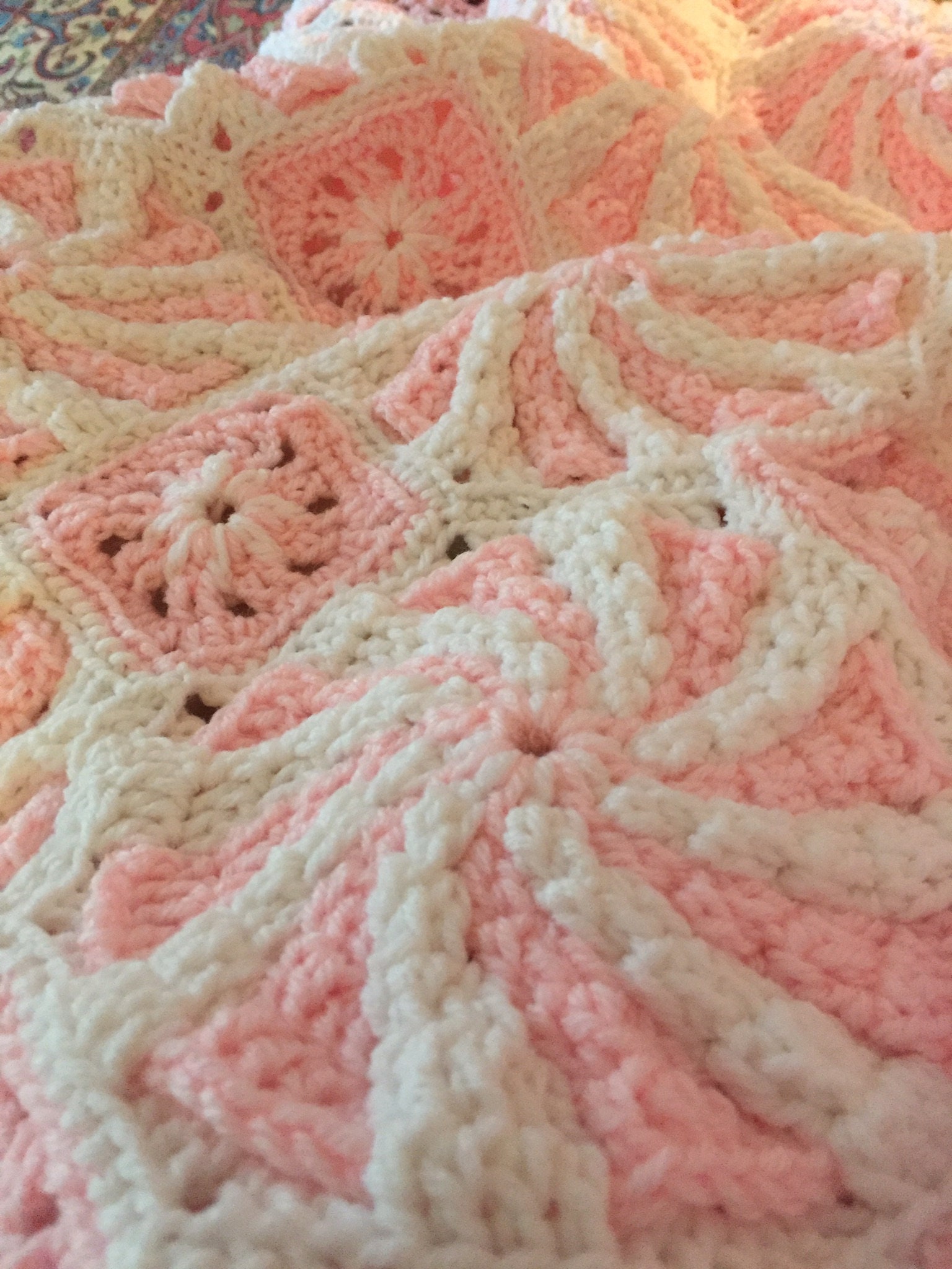 Pink Peppermint Pattern Crochet Afghan Handmade - Etsy
