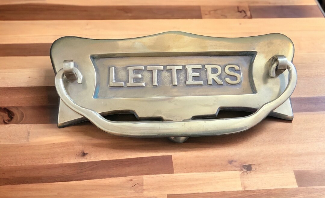 Vintage Old Brass Letter Box With letters Written on Flap Very Pretty ...