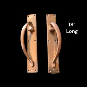 PAIR Large Reclaimed Pub Brass Vintage Shop Door Push / Pull Handles 18 ...