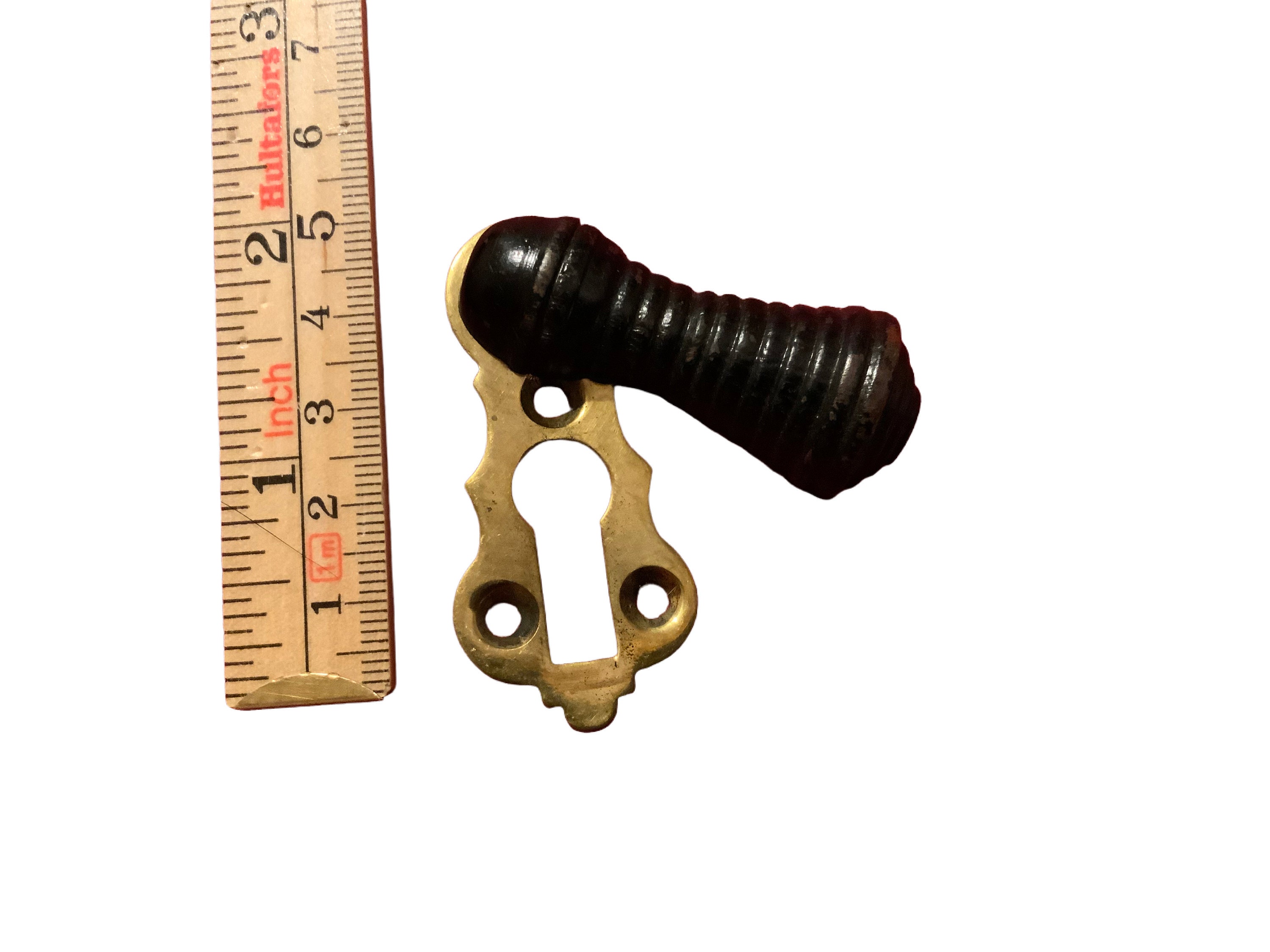 Antique Late Victorian Brass / Wood Escutcheon / Keyhole Cover for Door ...