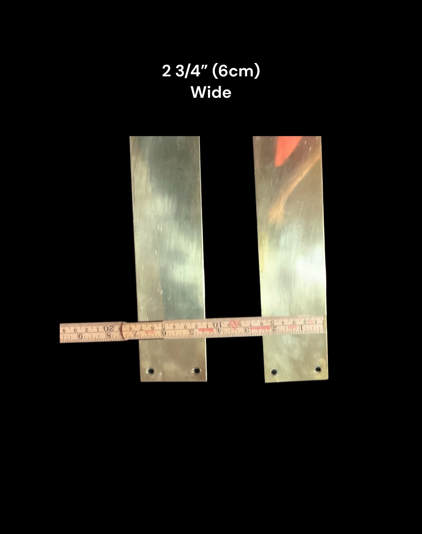 PAIR x2 Vintage Old ANTIQUE Solid Brass Narrow 2 3/4 Door Finger Plates ...