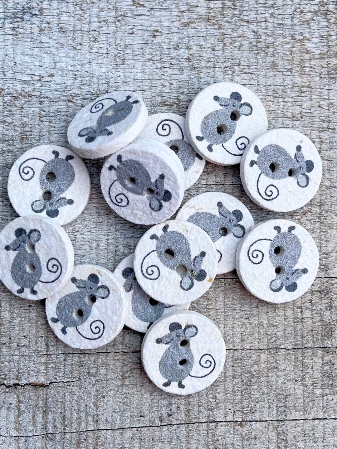 Pack of 2 MAUS Buttons Small Made of Polyester and Recycled Cotton From ...