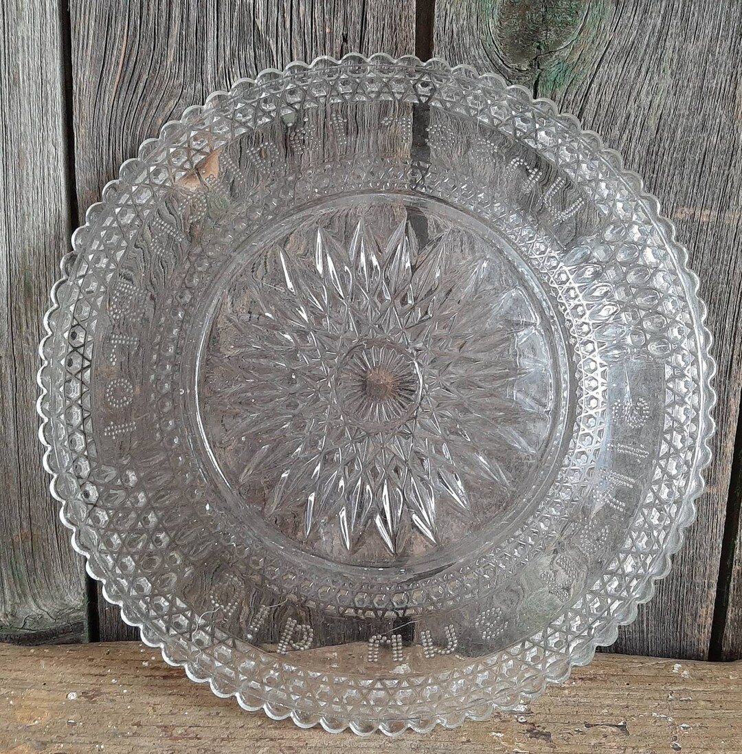 RARE Antique Bread Plate Give Us Our Daily Bread Todayantique Glass ...