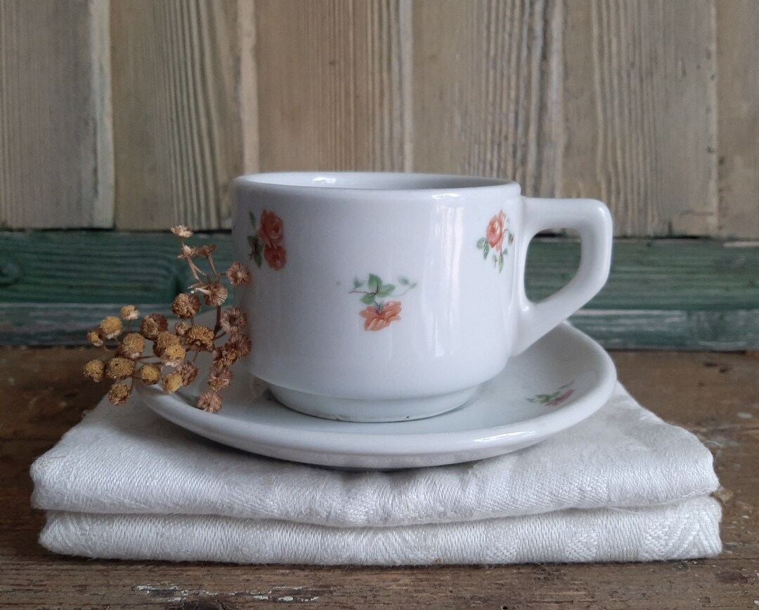 RARE! 1 Antique CUP & Saucer* Coffee*cocoa*tea Cup Made of Thick ...
