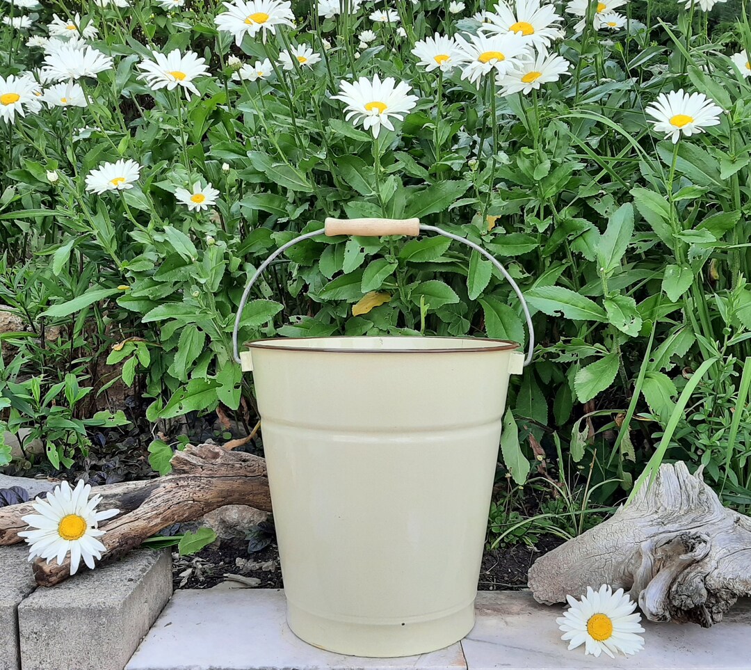 Antique Beige Large Enamel Bucket*water Bucket*kitchen Bucket*garden ...