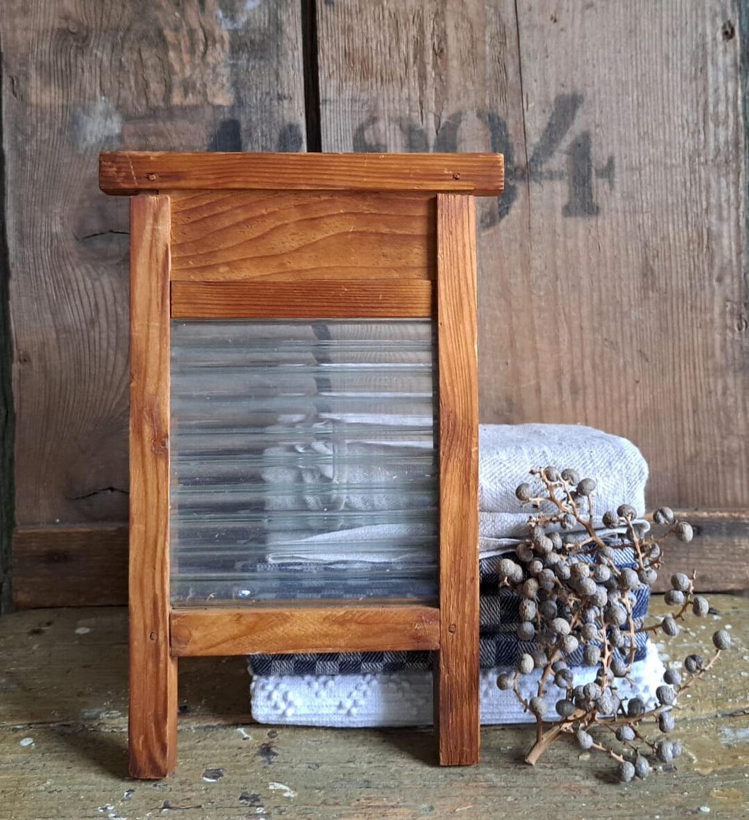 RARE! Antique Small Washboard With Glass Surface*children's Washboard ...