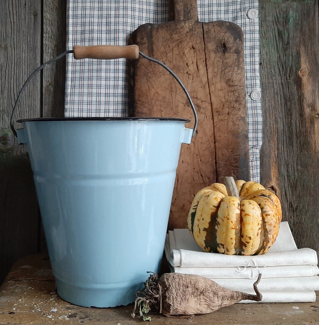 RARE Antique Small Enamel Bucketbucketwater Bucketkitchen Bucketgarden ...