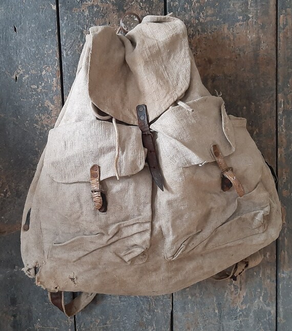RARE! antique & very rustic BACKPACK made of handwove… - Gem