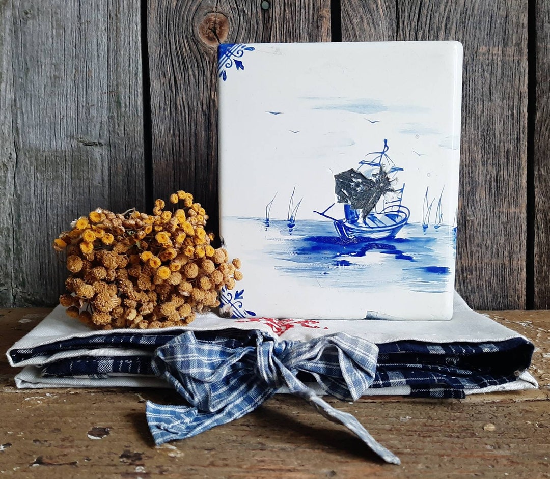 RARE ! Antique Tile*stove Tile With DELFT Windmill Decor*delft Tile ...