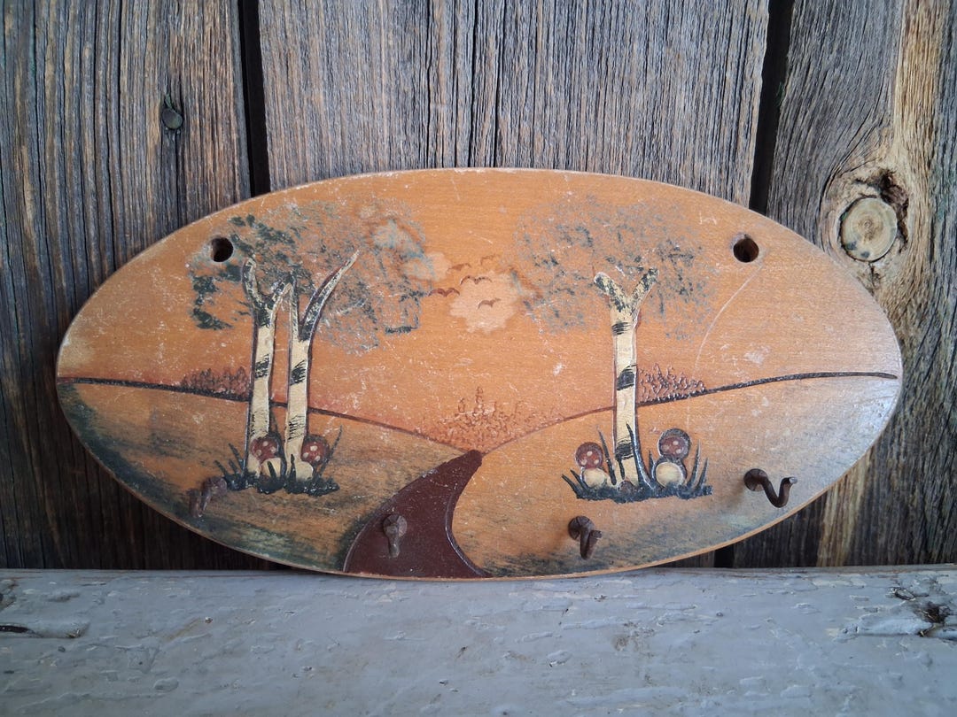 RARE! Antique Hookboard/key Hook/keyboard, Hand-carved & Hand-painted ...