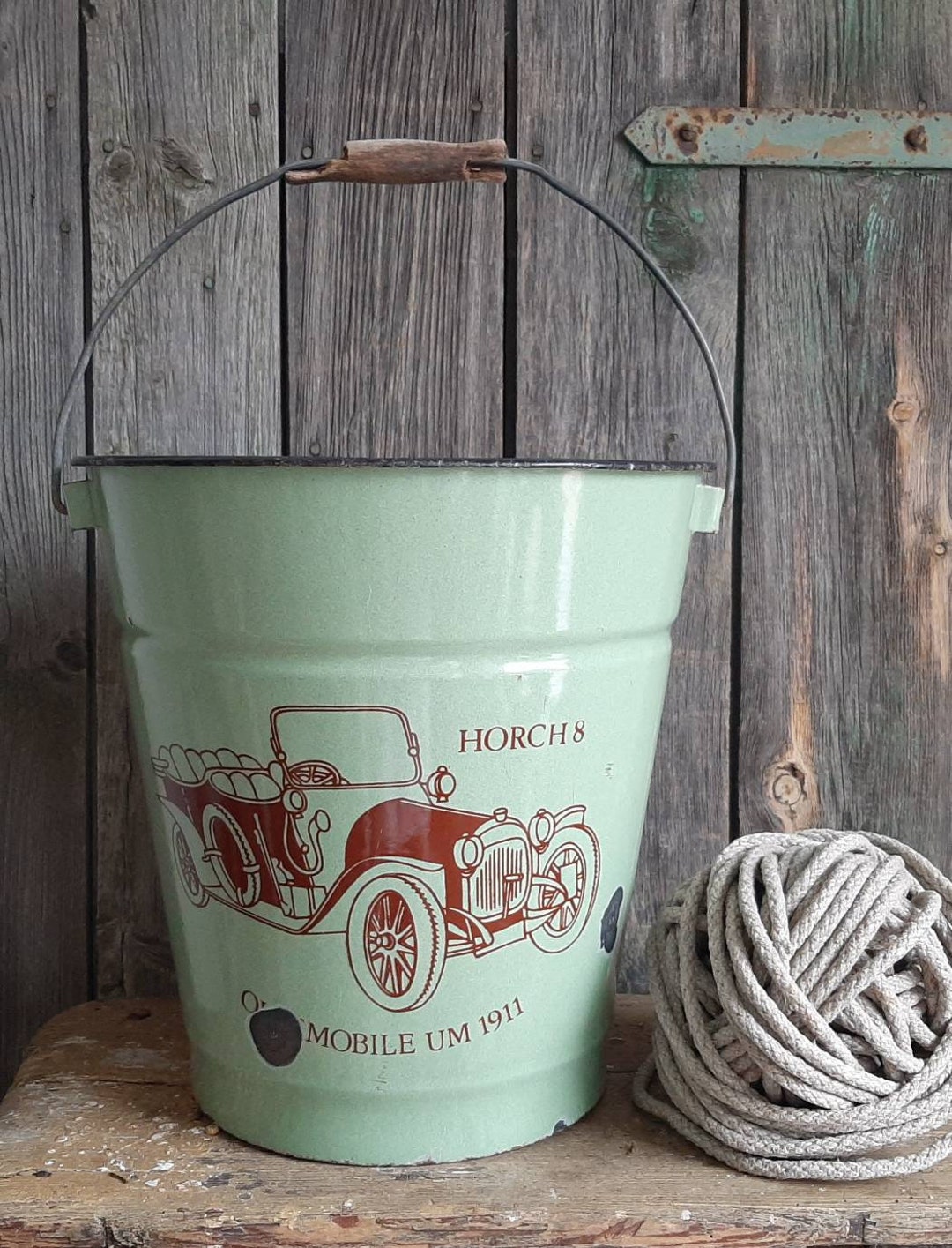 Antique Green Enamel Bucket Antique Pailwater Bucketold Kitchen ...